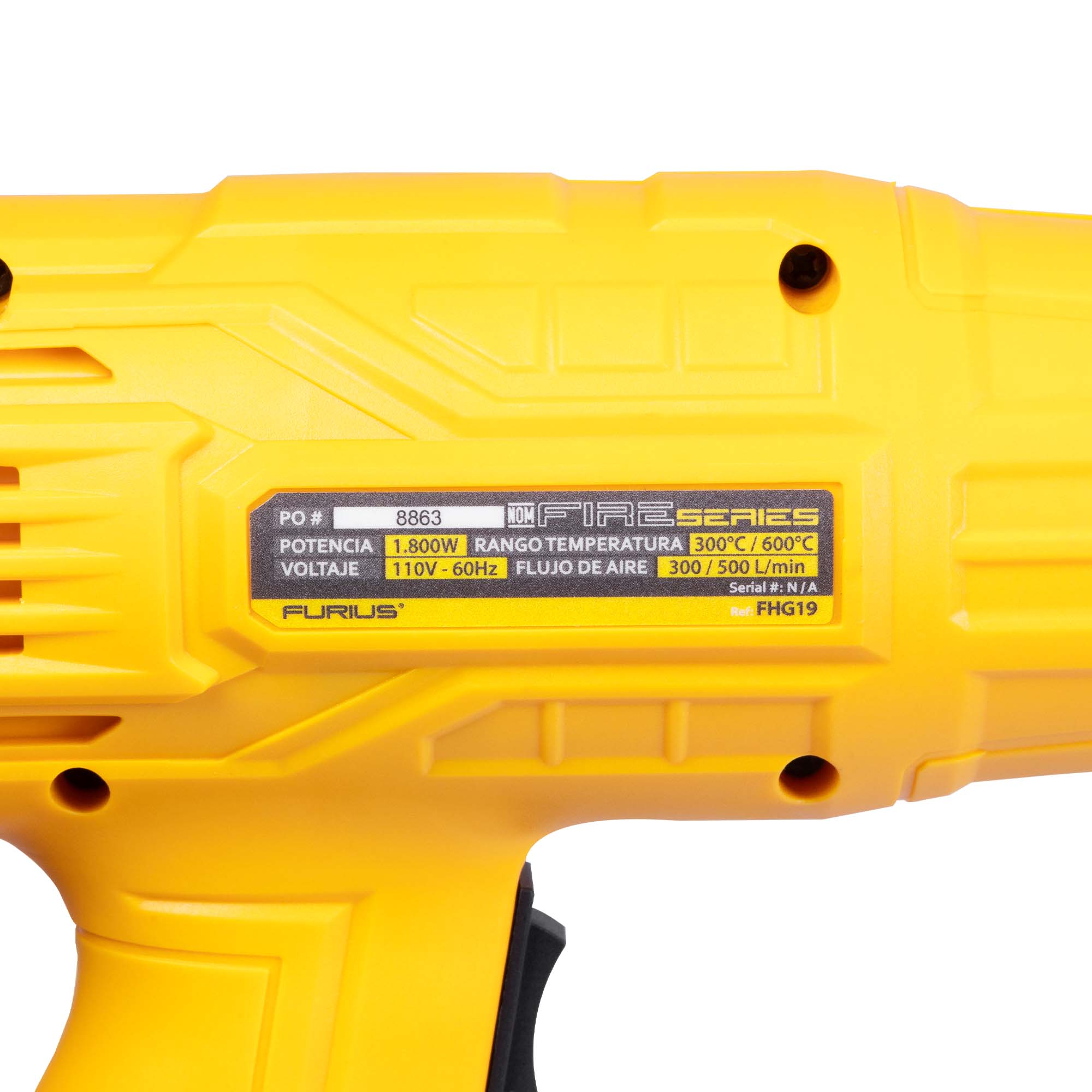 Pistola de Calor Profesional FURIUS 1.800W con 2 Niveles de Temperatura ...